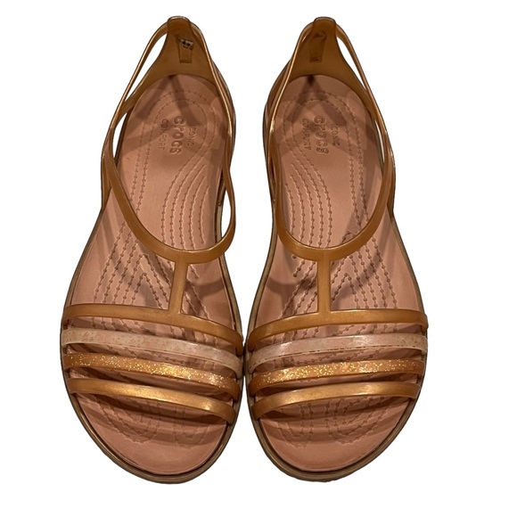 CROCS | Shoes | Crocs Isabella Bronze Metallic Hurache Jelly Sandals ...